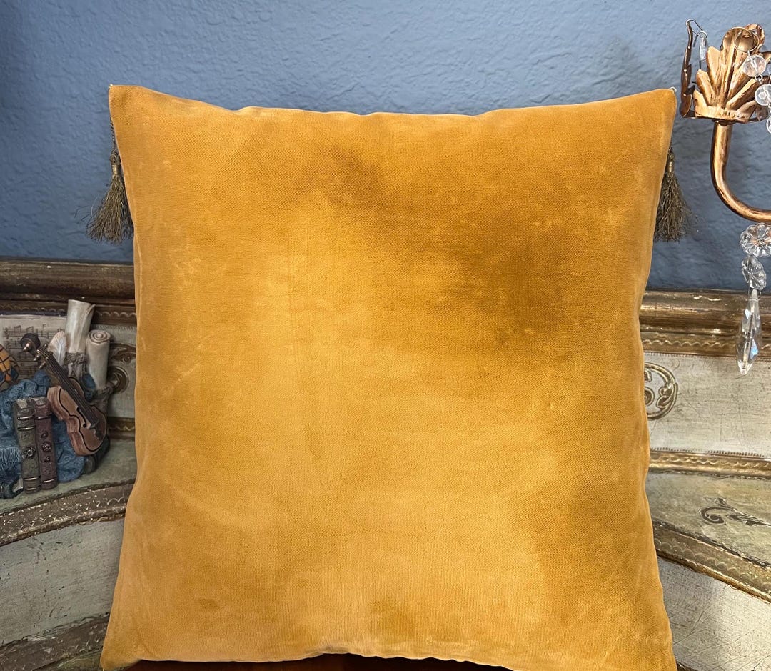 Beautiful Set of Vintage Victorian Pillows. Mustard, Velvet, Filled ...