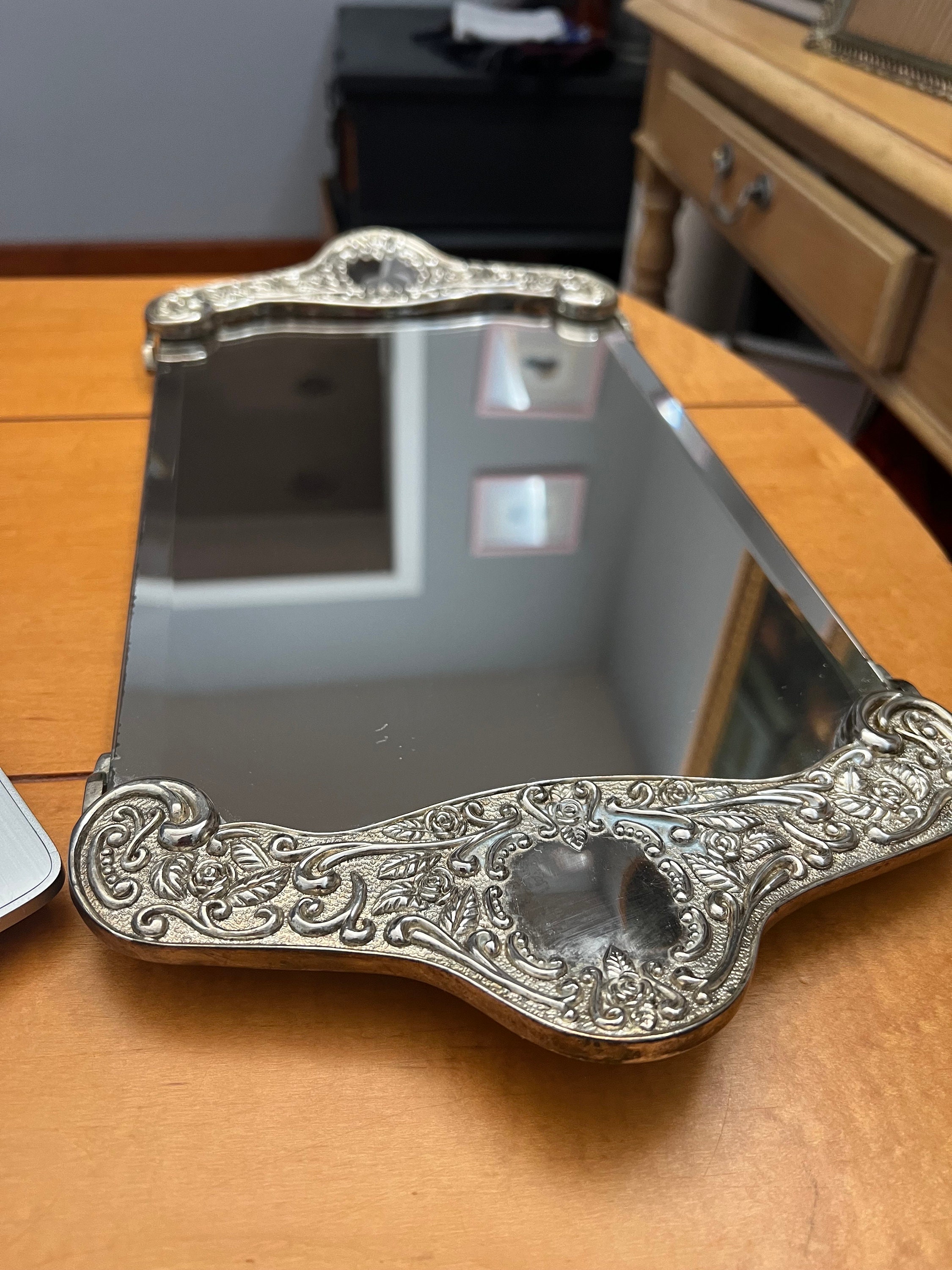 Vintage International Silver Plate Vanity Mirror, Filigree Detail - Etsy