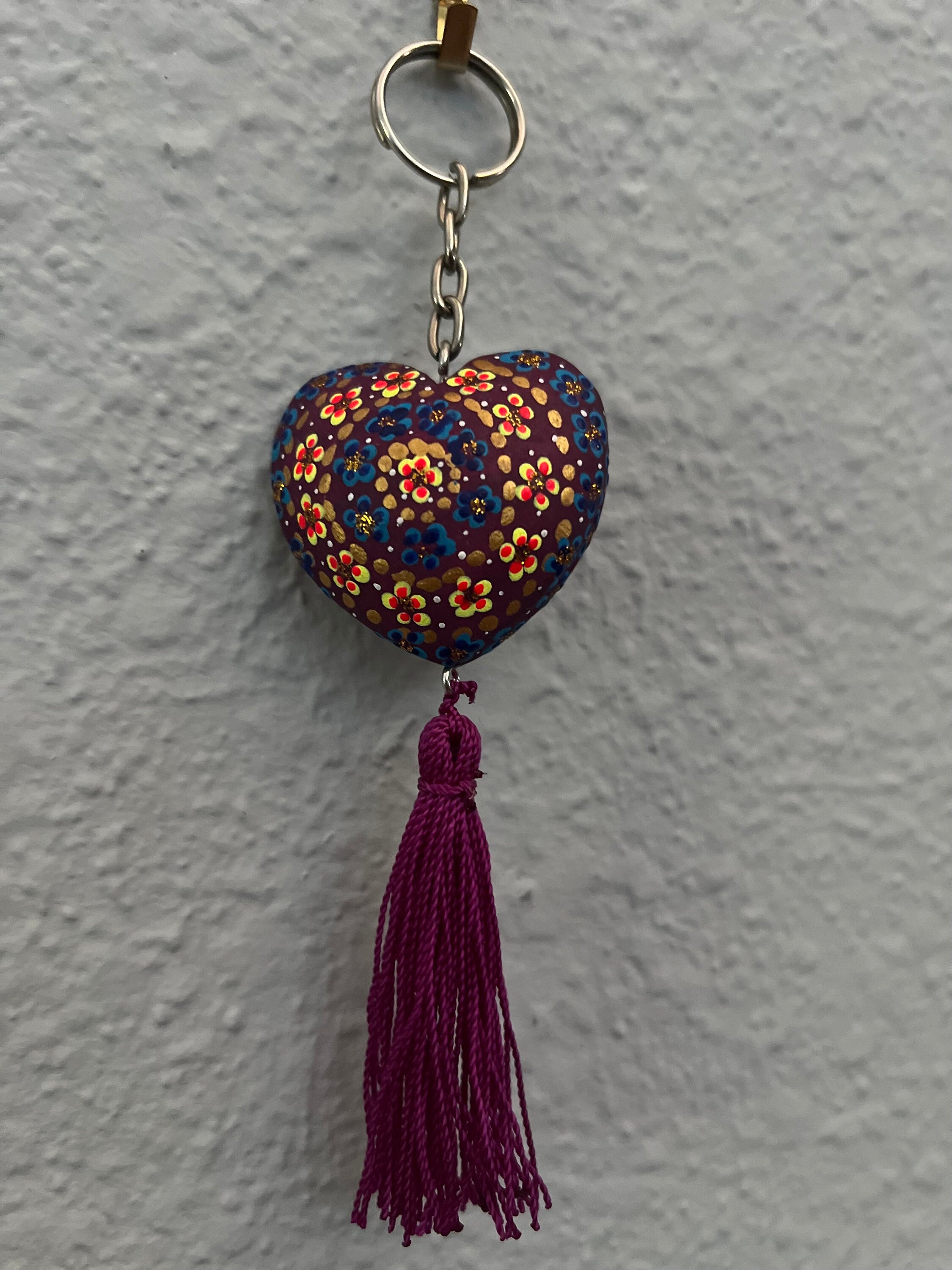 Wooden Heart, Hand Painted Keychains Charms. Made in Oaxaca, Mexico ...