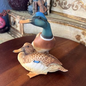 Vintage, Kaiser W Germany Mallard Duck Pair. Porcelain Bisque and Blue ...