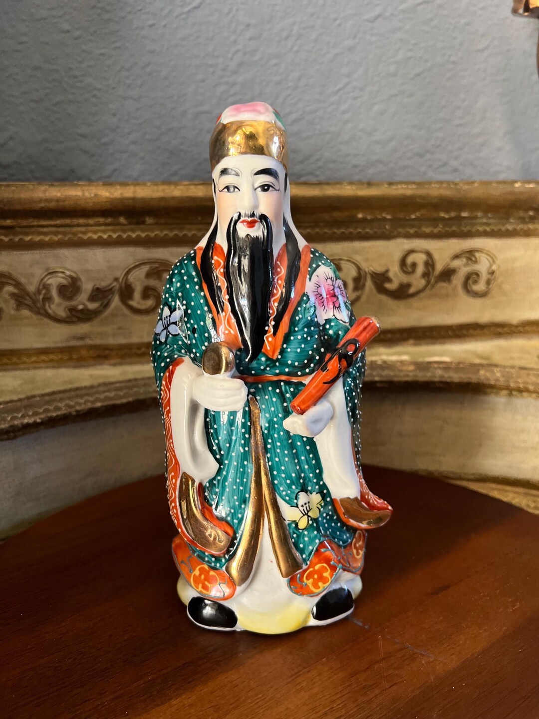 Vintage Chinese Wise Man Porcelain Figurine. 9x4". Hand Crafted. Good ...