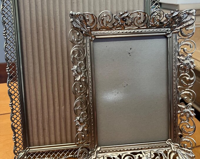 Antique Metal Work Frames. Filigree Ornate Work. 1) 11x9" and 9x7". Has ...