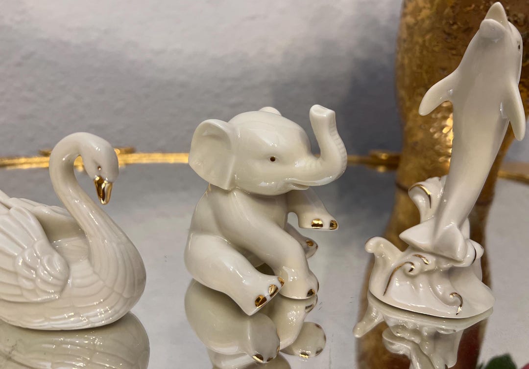 Vintage Lenox Animals, Porcelain Animals. Beige With 24k Gold Rim ...