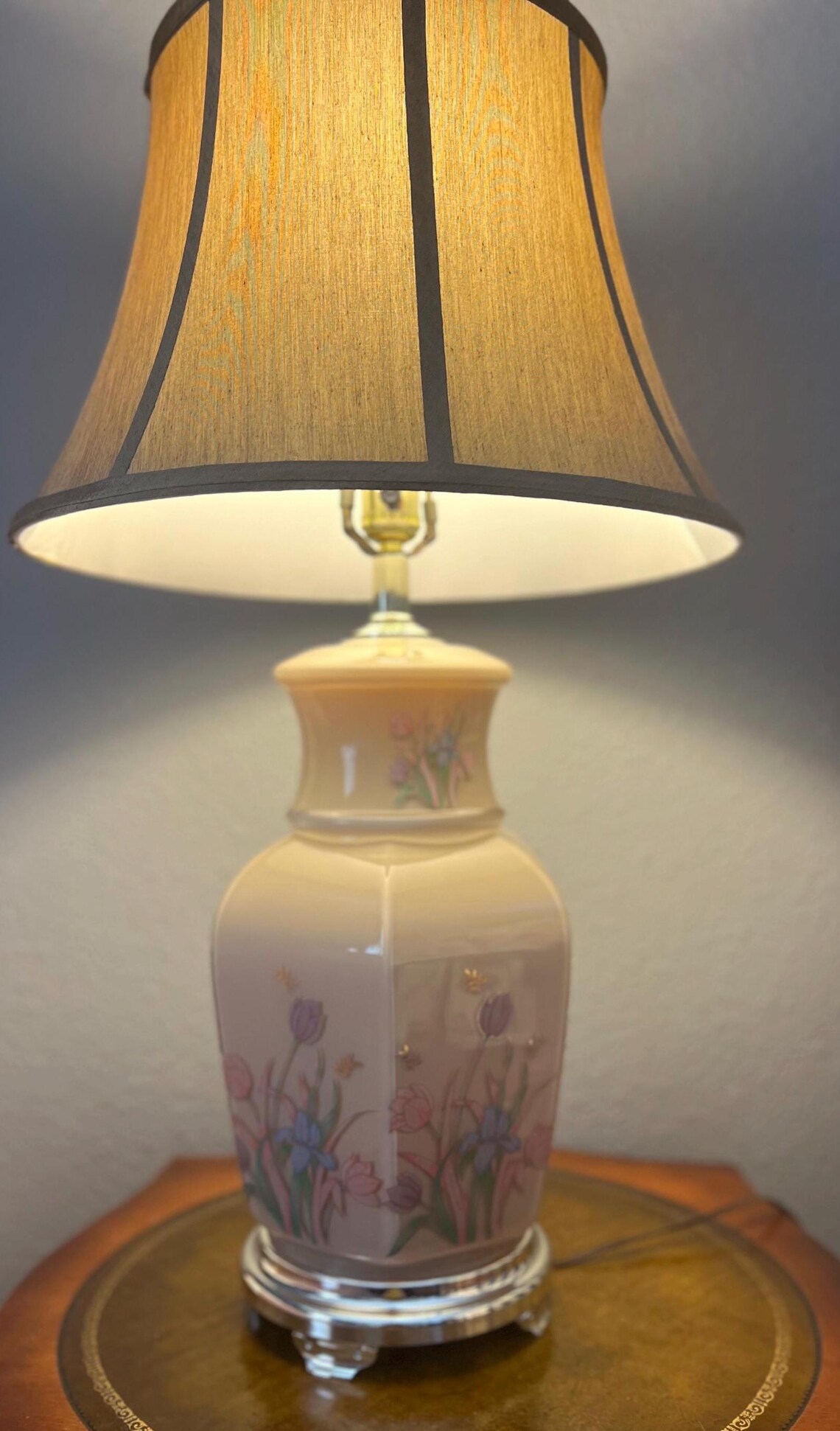 Vintage Floral Ceramic Table Lamp, Hand Painted Tulips, Berman 1986 - Etsy