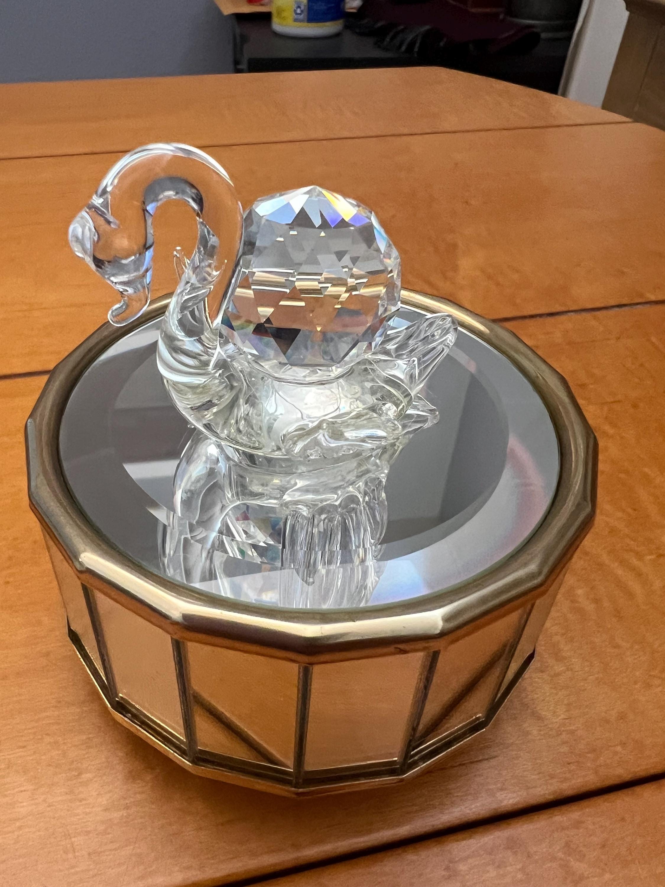 Vintage Swan Lake Rotating Music Box. Swarovski Crystal, Mirror Box ...