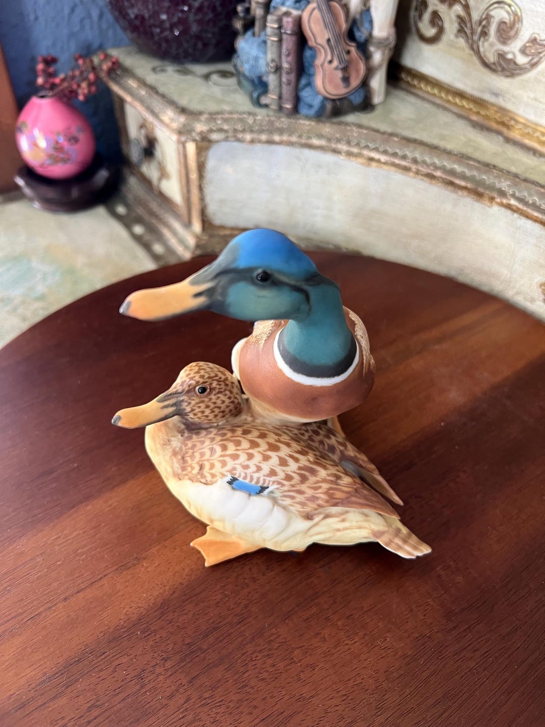 Vintage, Kaiser W Germany Mallard Duck Pair. Porcelain Bisque and Blue ...
