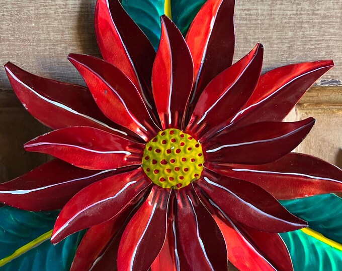 Mexican Tin Metal Flor De Noche Buena. Poinsettia. to Hang as Christmas ...
