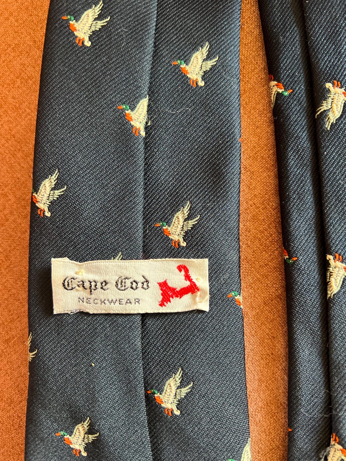 Vintage Necktie Cape Cod Blue With Ducks. Red Resilio With Quails. 55 ...