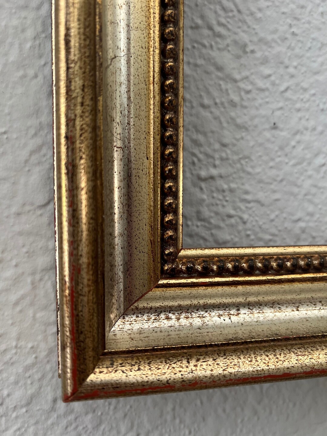 Vintage Italian Wood Frame. Gilded and Old Silver and Red Tones. Made ...