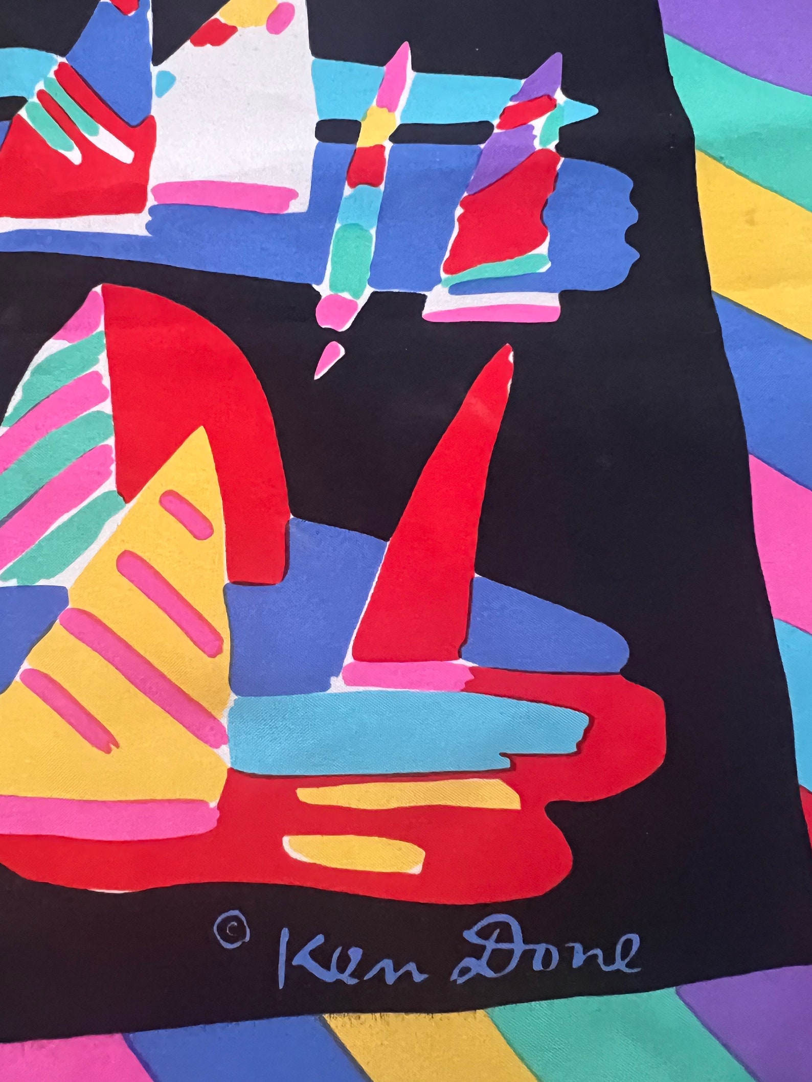 Vibrant Vintage Scarf by Australian Designer Ken Done. Colorful Boats ...