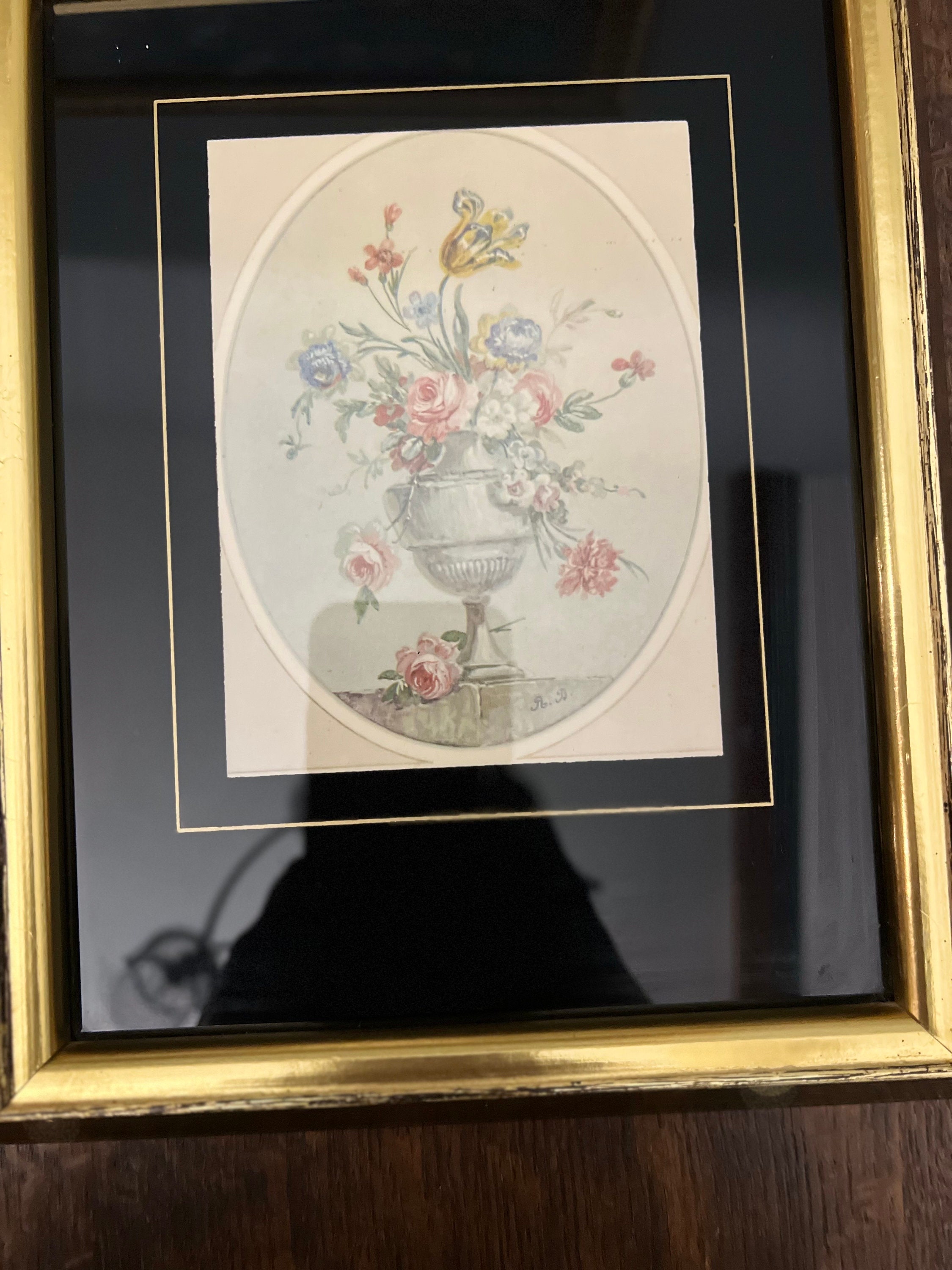 Vintage Print of Victorian Flower Vase Arrangement. Shabby Chic Style ...