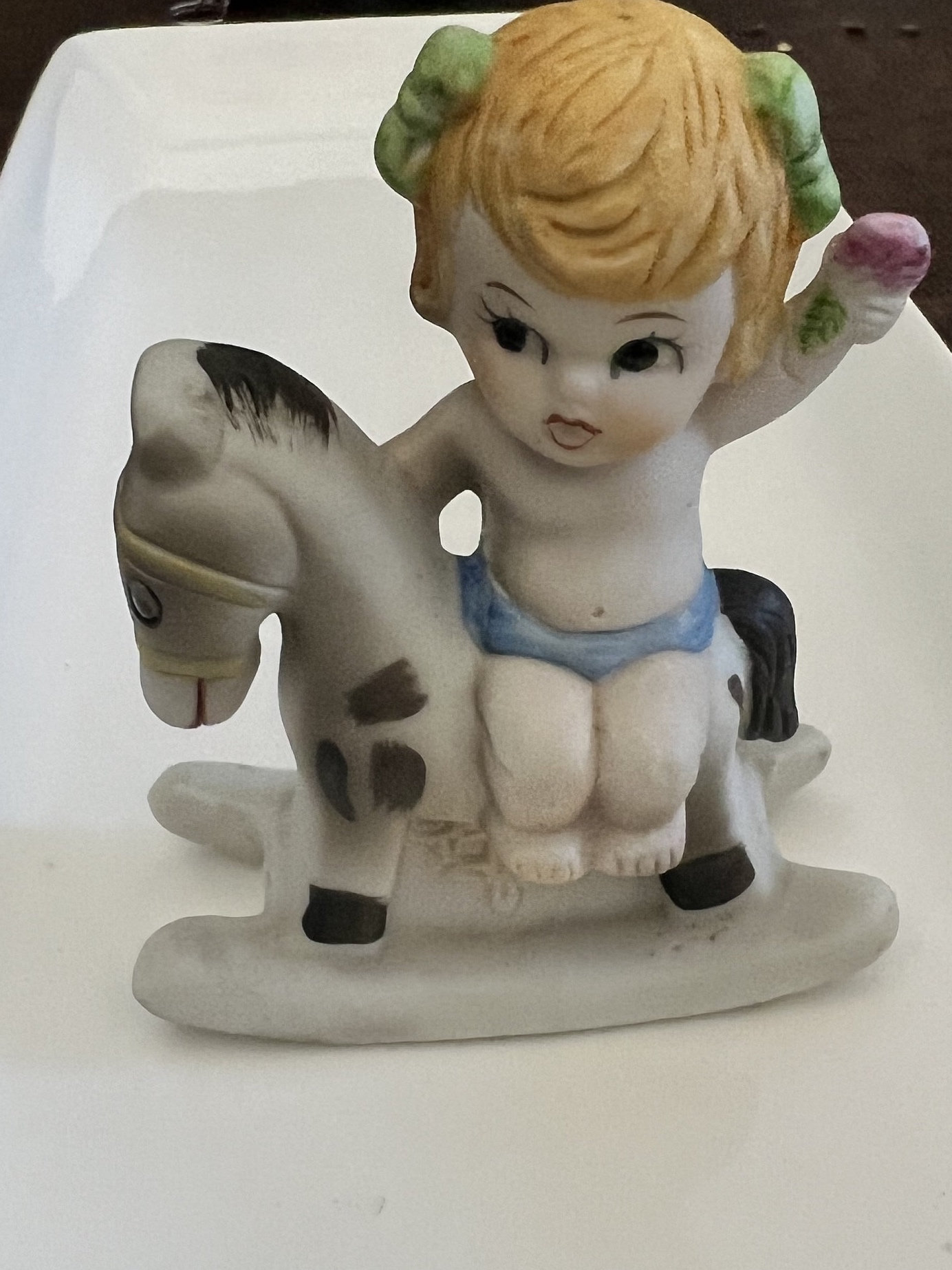 Vintage Emson, Taiwan Little Girl on a Rocking Pony Rocking Chair. 3.5 ...