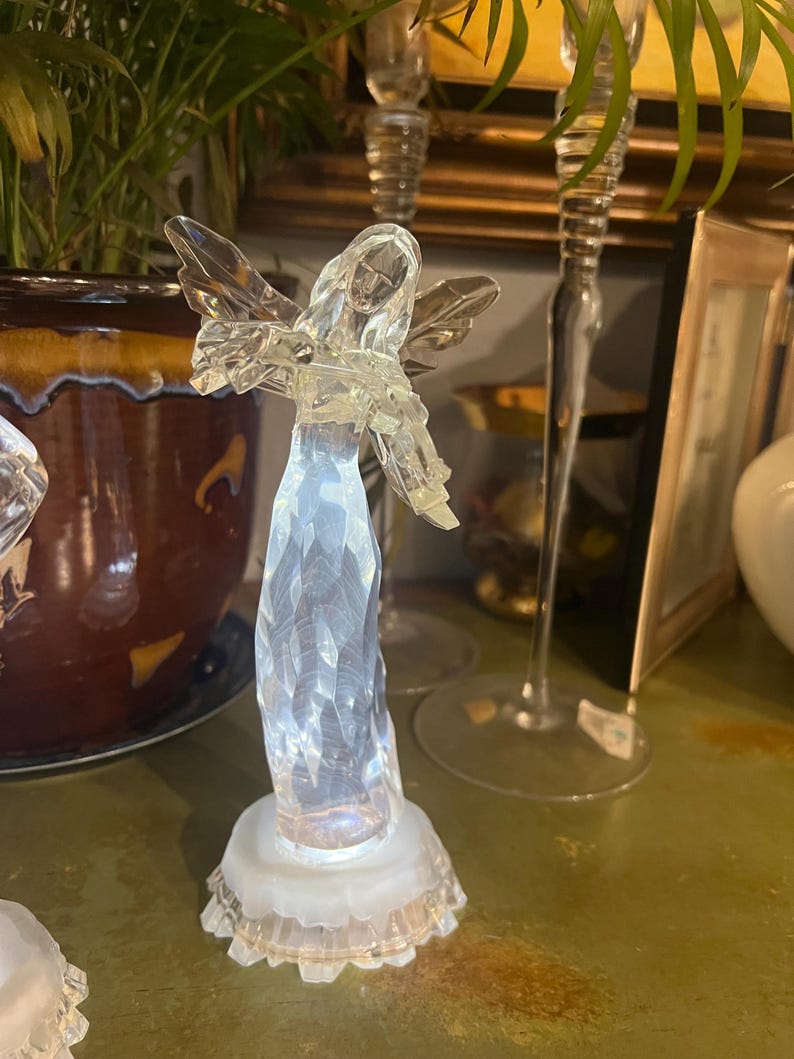 Vintage Light-up Acrylic Angel Figurine, Musical Instrument Decor - Etsy