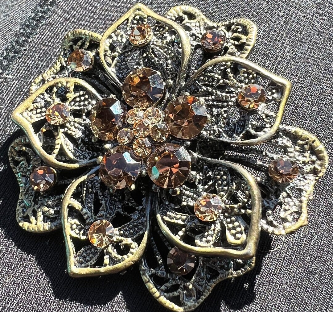 Beautiful Vintage Northern Start Flower Rhinestone. Multi Brown ...