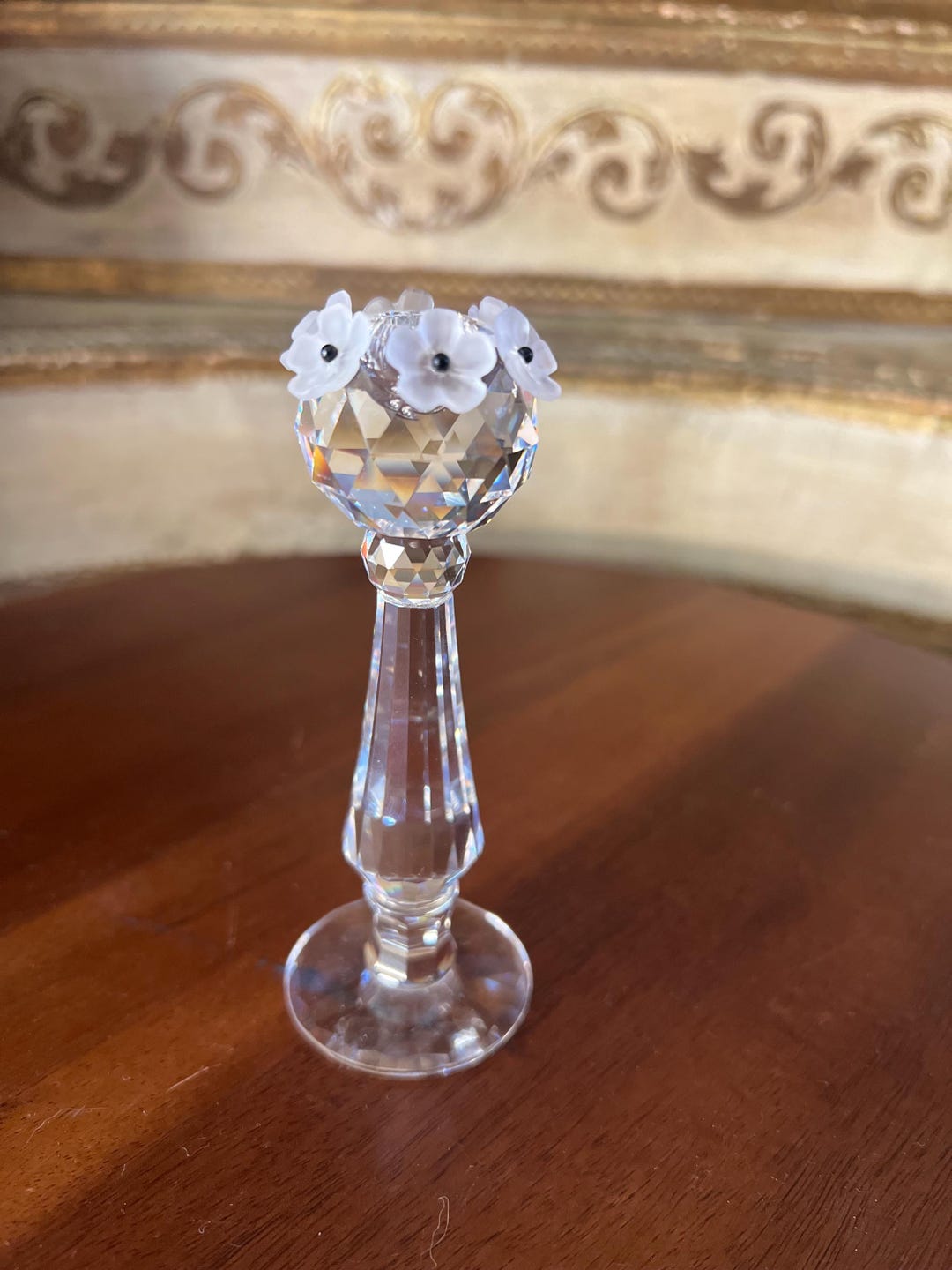 Swarovski Crystal Candle Holder With Frosted Flower Crown - Etsy