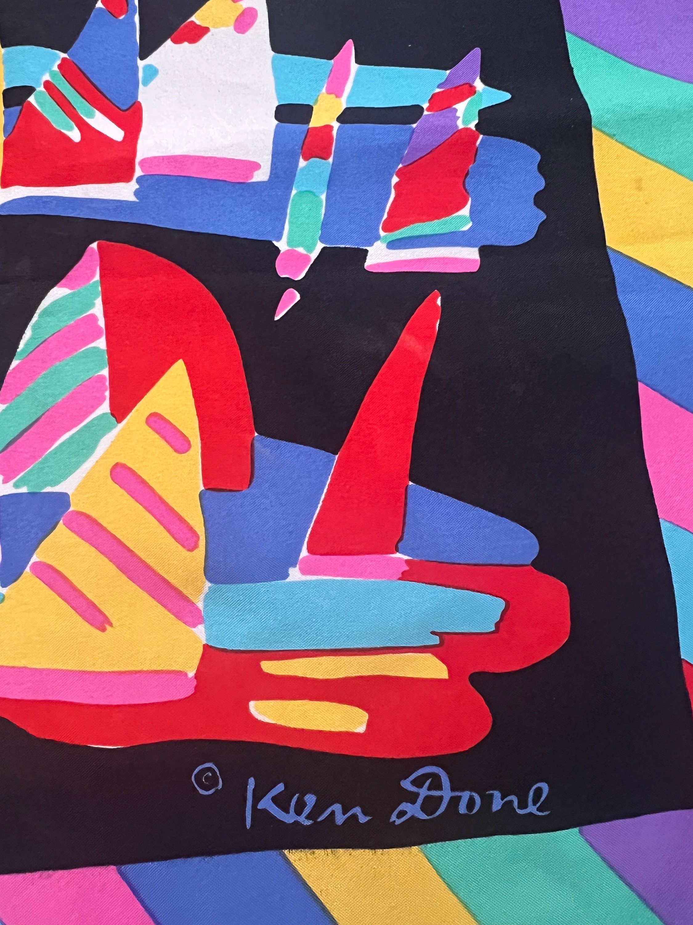 Vibrant Vintage Scarf by Australian Designer Ken Done. Colorful Boats ...