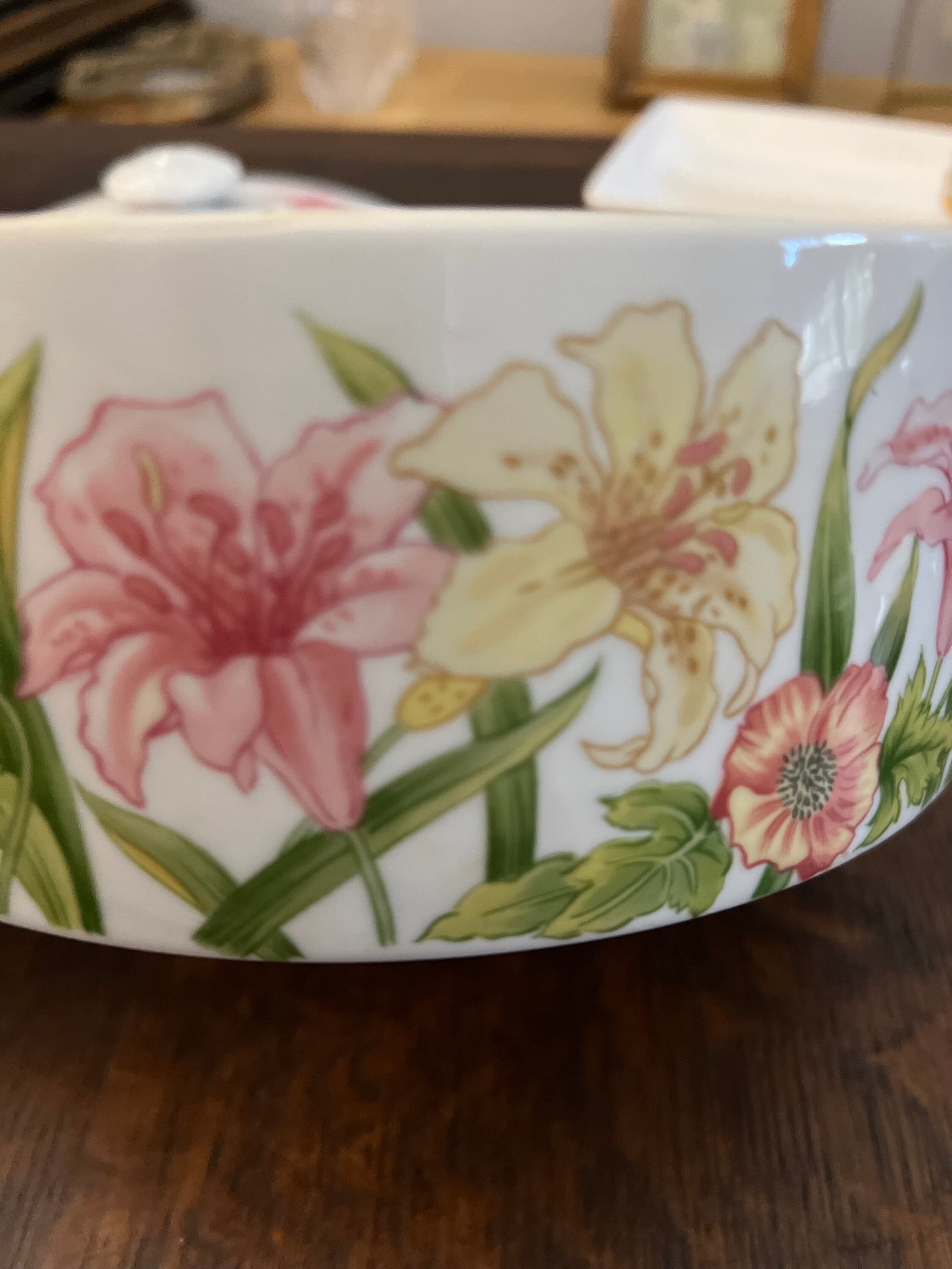 Vintage Shafford Jade Lily Porcelain Covered Casserole. New. 8 Wide 3 ...