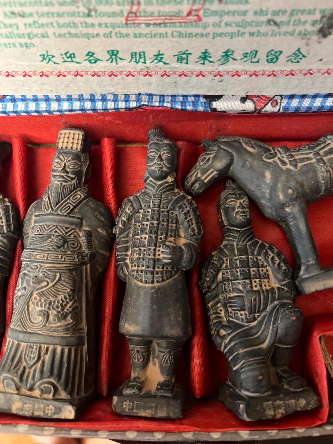 Vintage Qin Dynasty Terracotta Warriors, 5 Pieces in Original Box. 3-5 ...