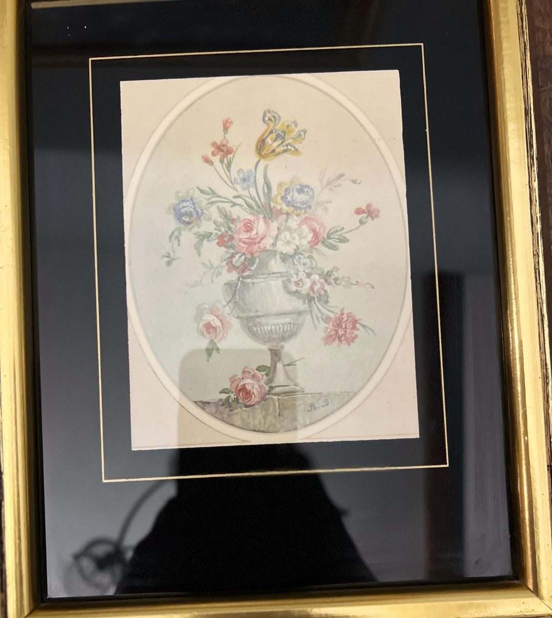 Vintage Print of Victorian Flower Vase Arrangement. Shabby Chic Style ...