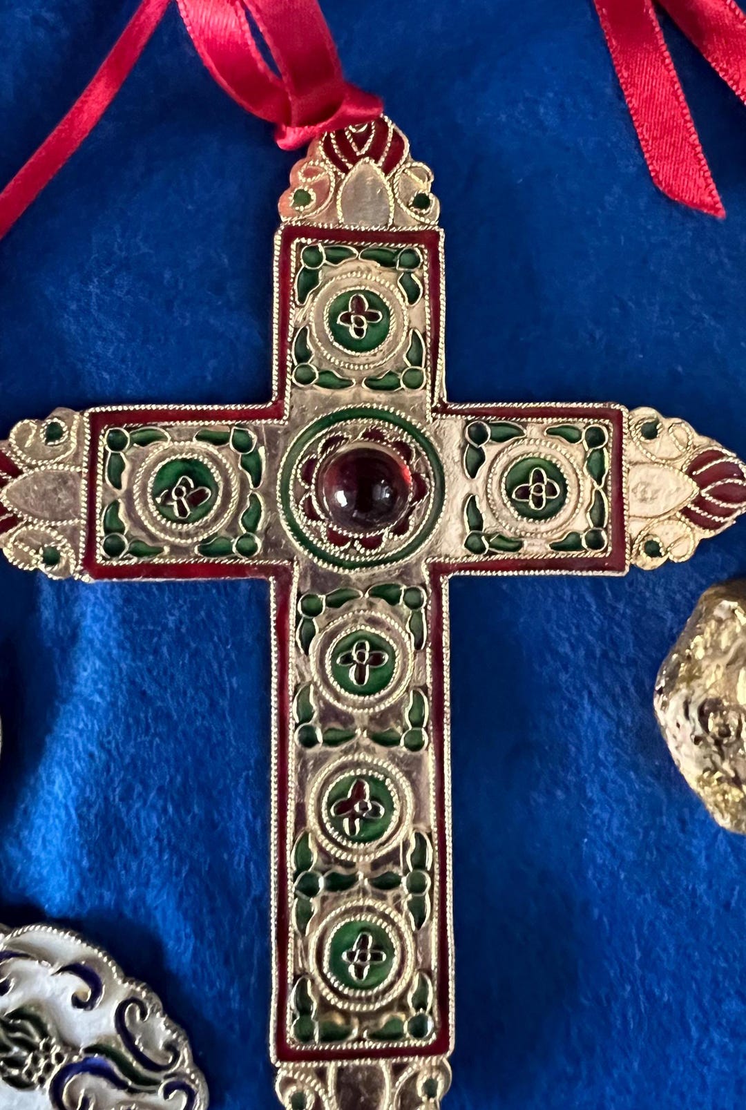 Vintage Florentine, Enameled Cloisonne on Brass Cross. 5x4". - Etsy