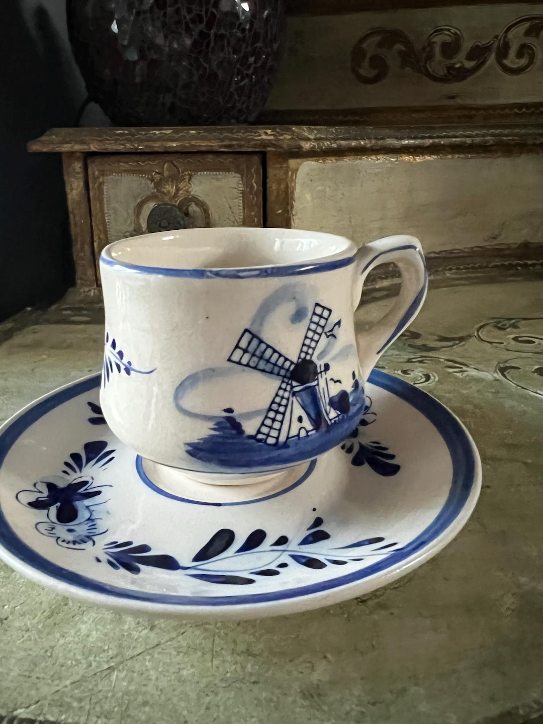 Vintage Delft Blue Espresso Cup and Saucer, Hand-painted Holland - Etsy