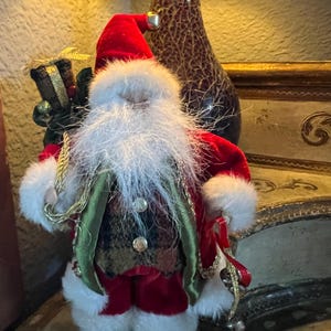 Vintage Santa Claus Porcelain and Fabric. Christmas Decor. 11" Tall X 6 ...