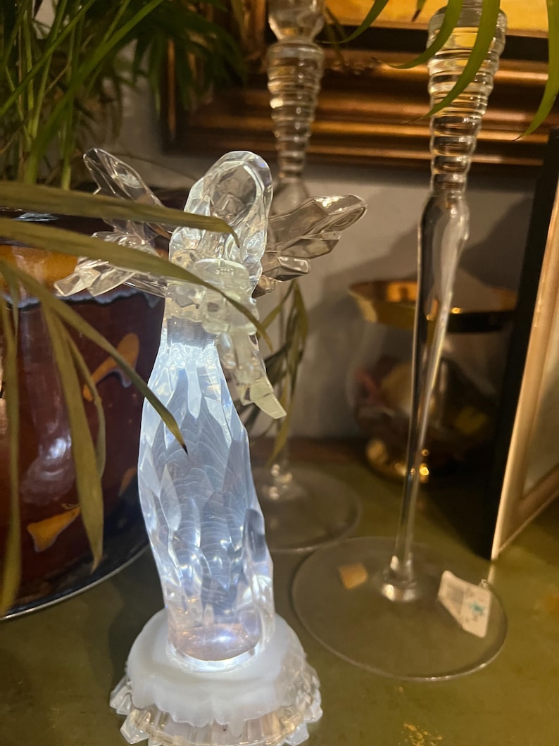Vintage Light-up Acrylic Angel Figurine, Musical Instrument Decor - Etsy