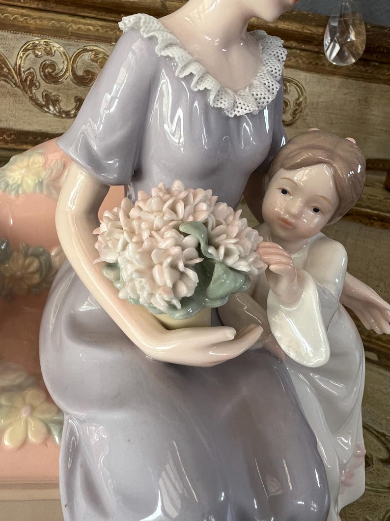 Mother and Daughter Porcelain Figurine With Dresden Lace (9x5") - Etsy