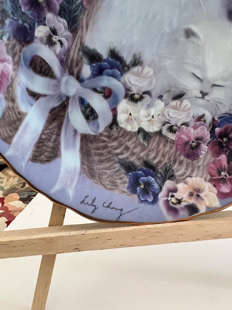 Vintage Lily Chang Porcelain Plate, Cats and Flowers, Limited Edition ...
