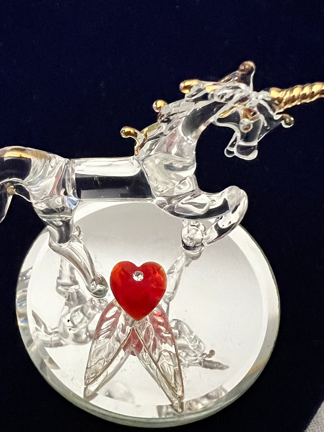 Vintage Hand-blown Glass Unicorns With Swarovski Crystals and Gold ...