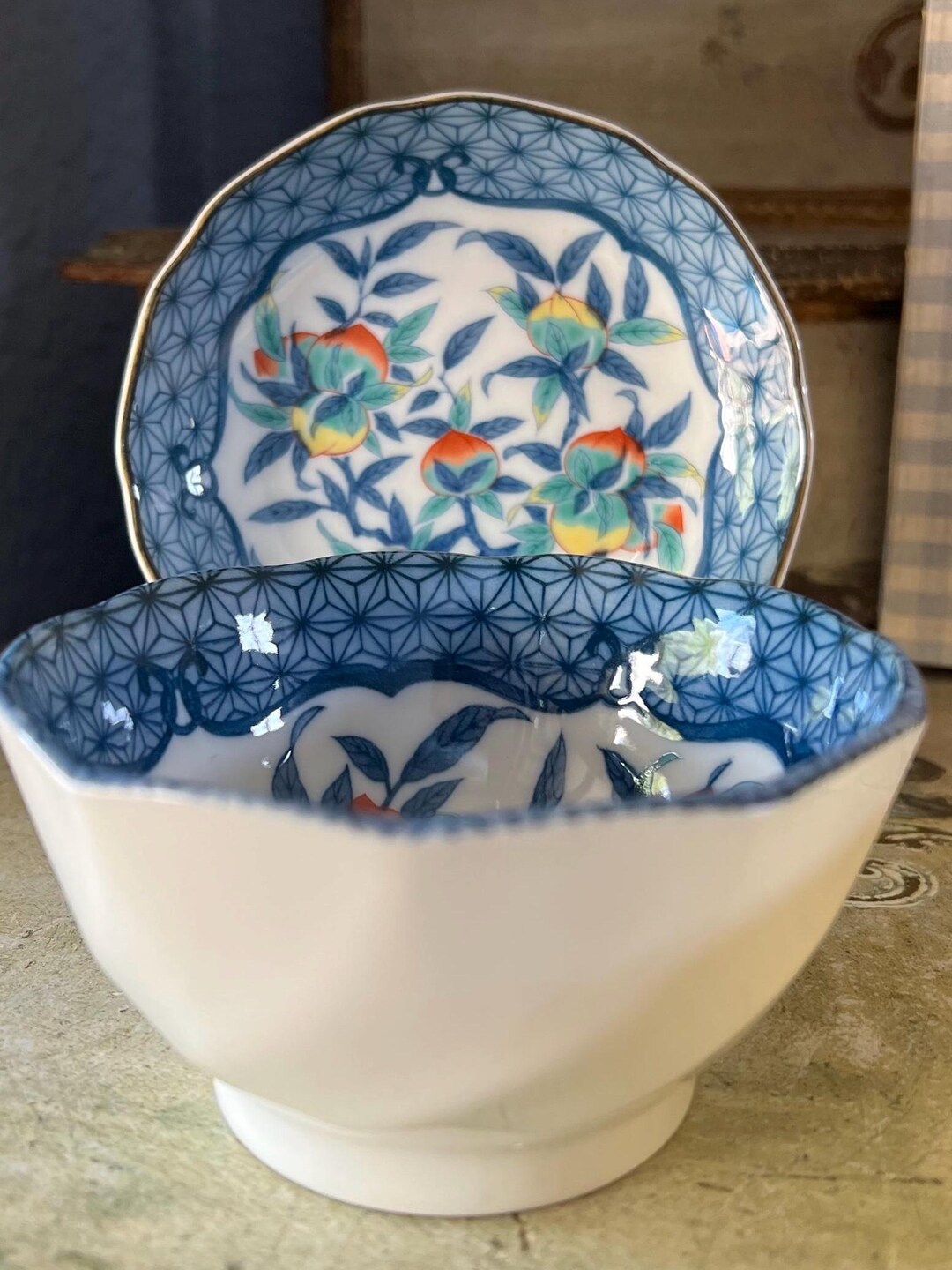 Vintage, Midcentury Aritayaki Kamaya Persimmon Pattern Porcelain Plates ...