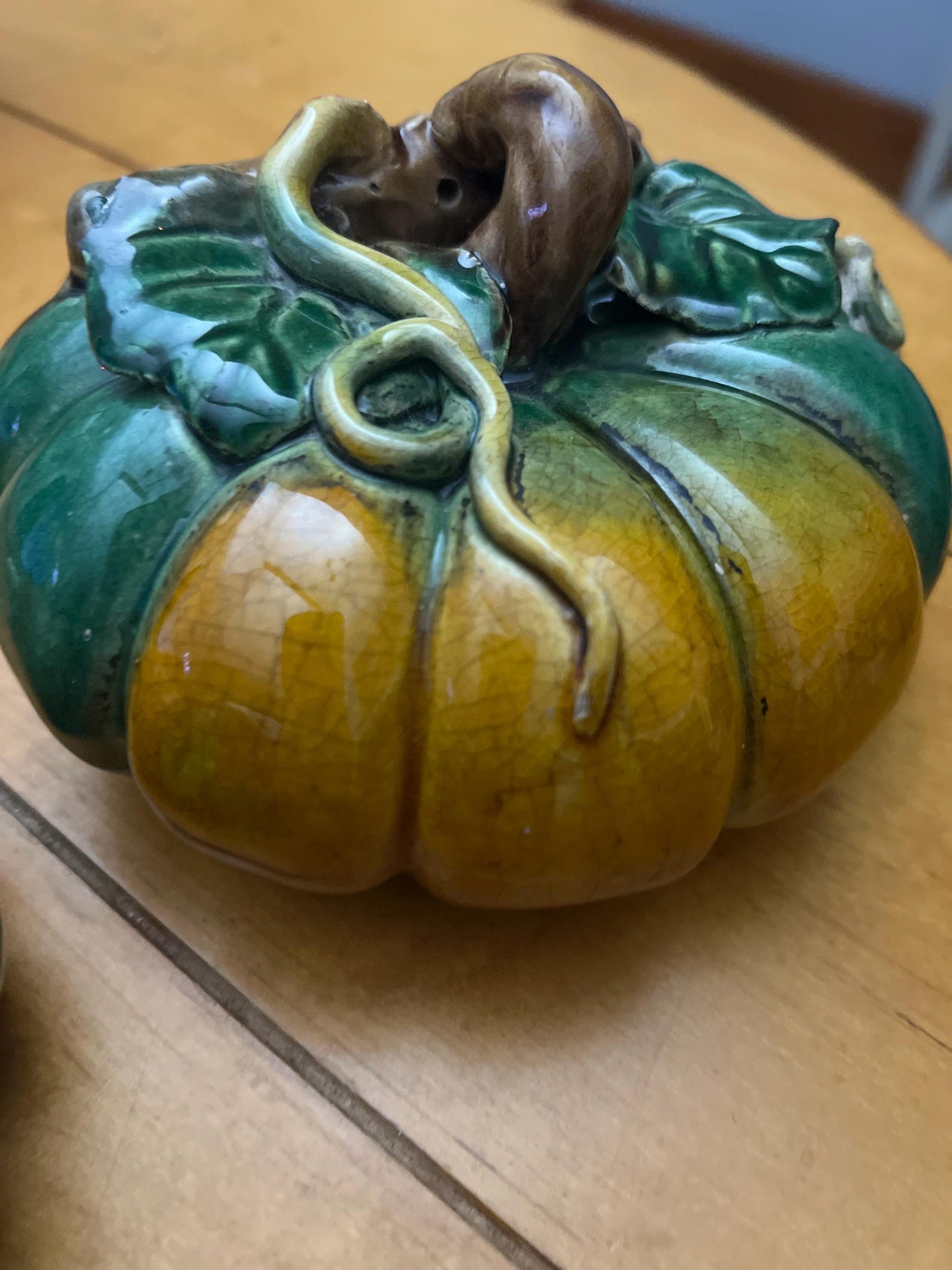 Vintage Glazed Majolica Pumpkin Pottery. Beautiful Fall Decor. 2 Sizes ...