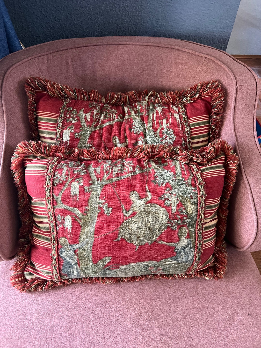 Set of Vintage Victorian Pillows. Tapestry Handmade. - Etsy