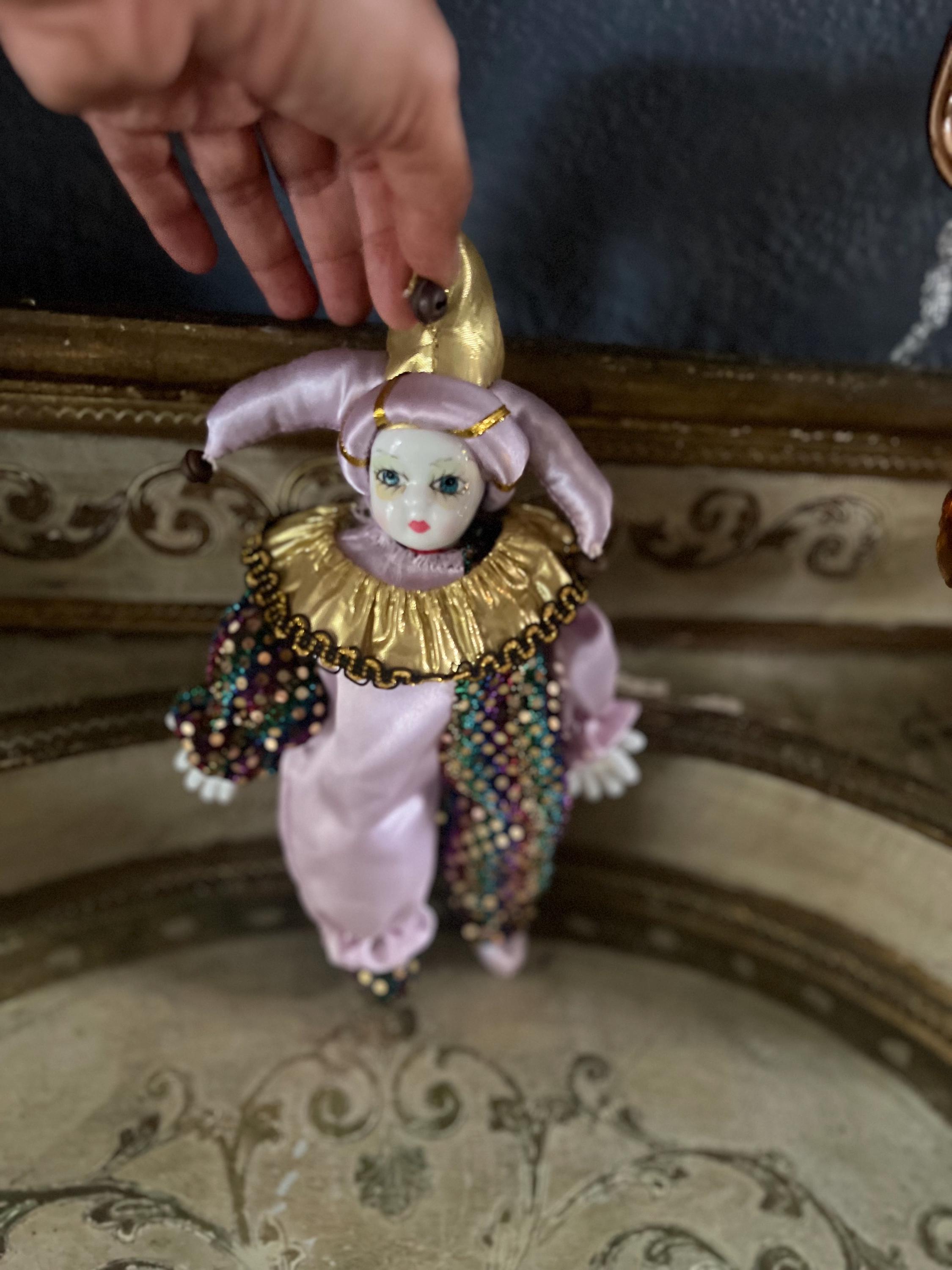 Vintage Jester, Clown, Porcelain Doll. 10x6. Good Condition. Looking ...