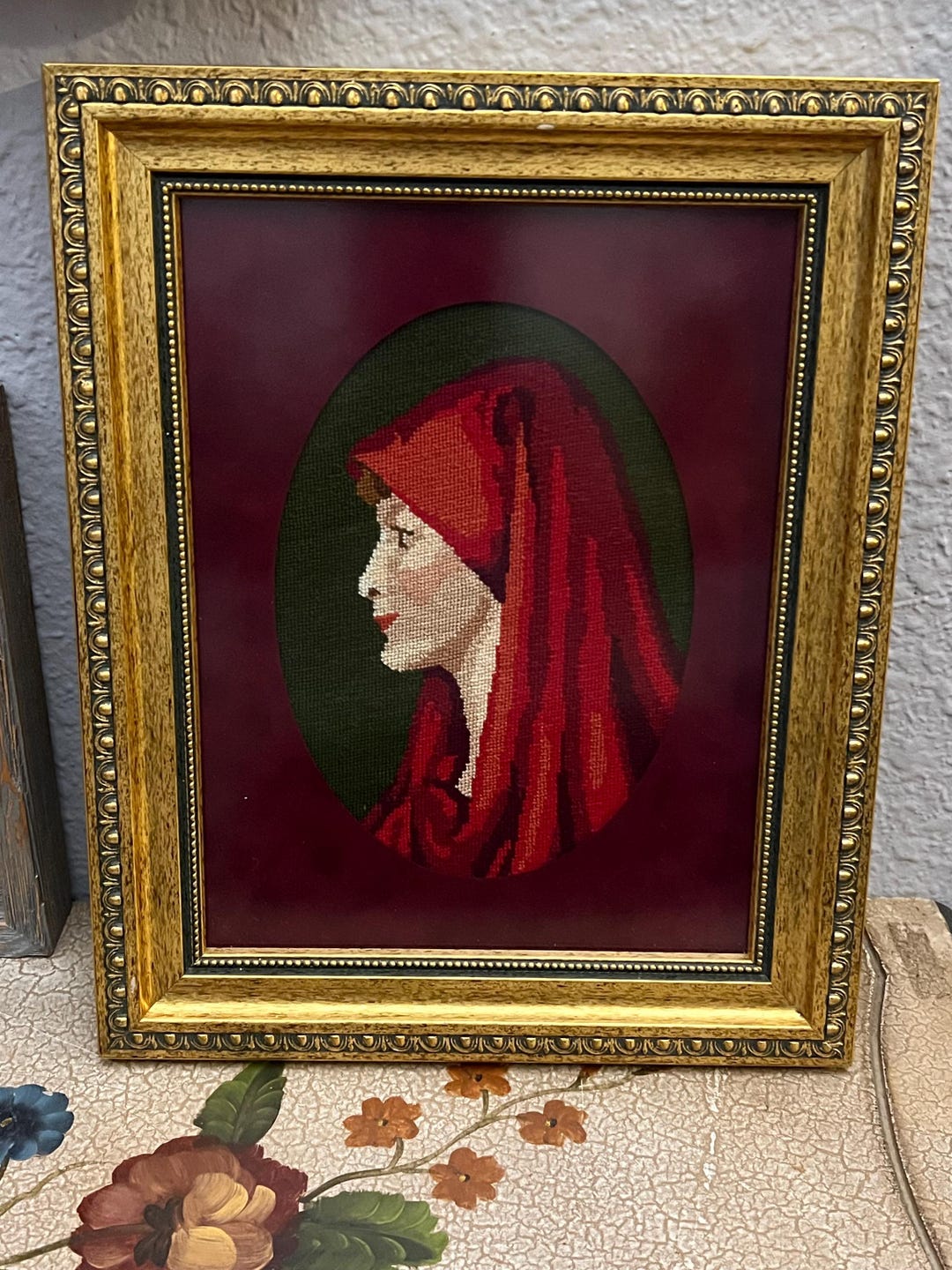 Vintage Embroidered, Beautiful Art Piece. Portrait of Saint Fabiola. 11 ...