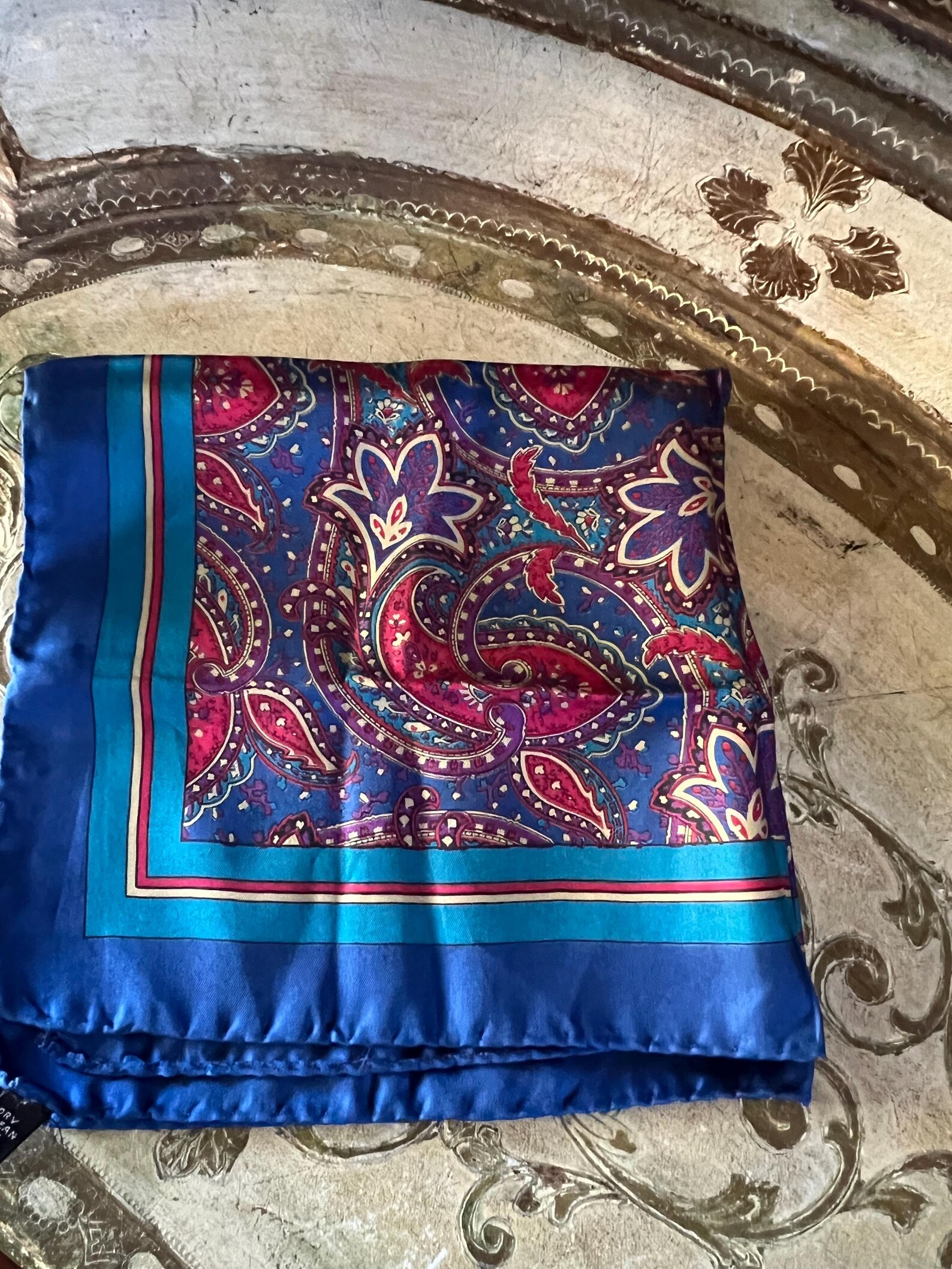 Vintage Christian Dior Paisley Silk Scarf, Blue Purple Tones 17x17" - Etsy