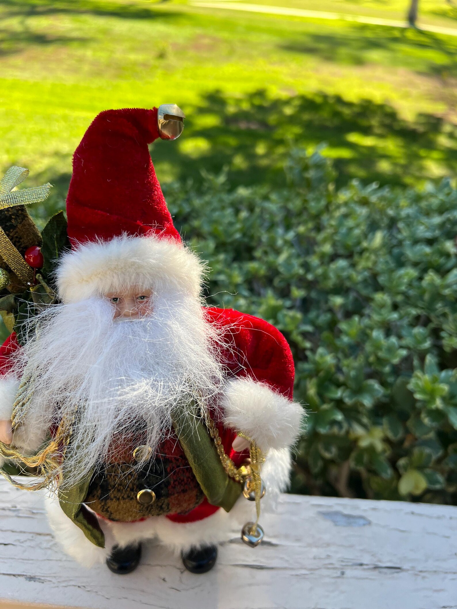 Vintage Porcelain Santa Claus Figurine, Fabric Christmas Decor - Etsy