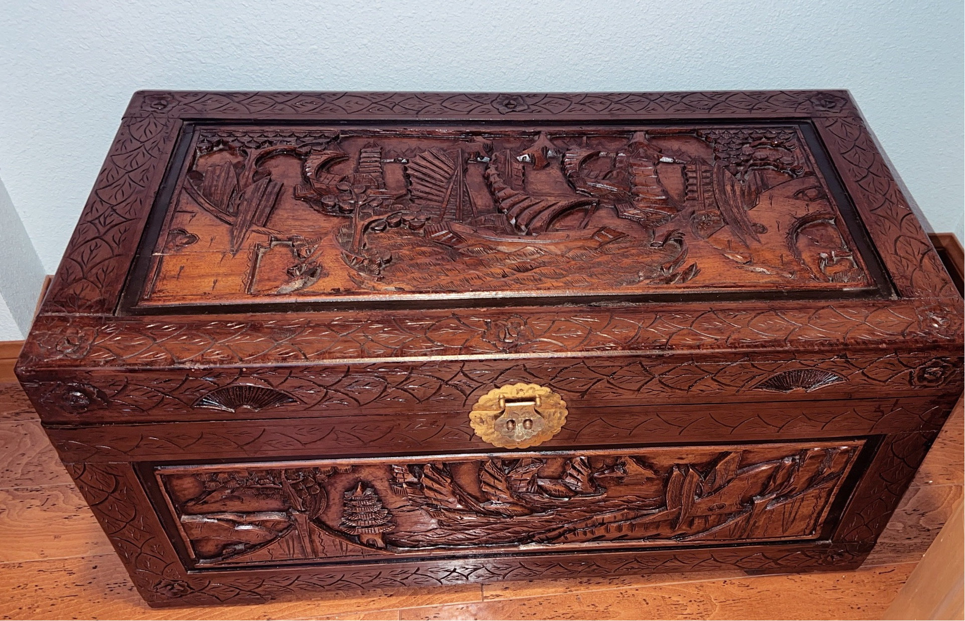 Antique Chinese Carved Chest, Camphor Wood. - Etsy