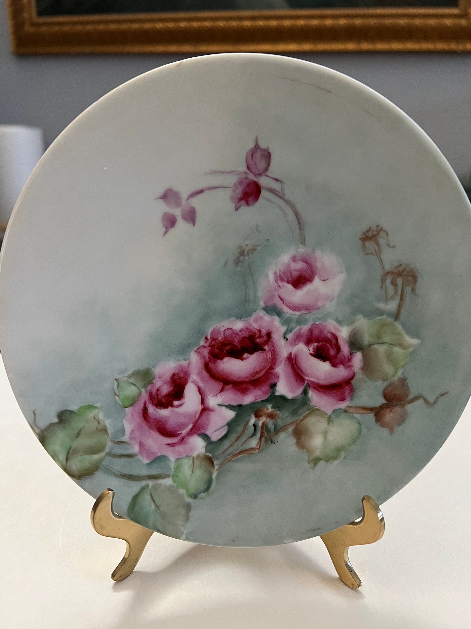 Antique Silesia, German Decorative Plate. 1900's. Beautiful Flowers ...