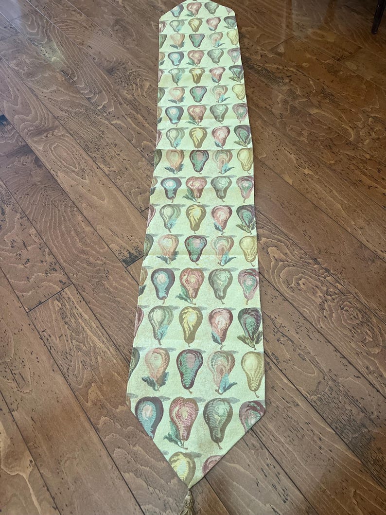 Vintage Table Runner, Tapestry. Pears in Autum Colors With Fringe. 78"l ...