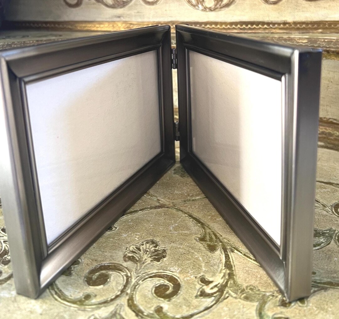 New Modern, Aesthetic, Double Frame Chrome Metal, Glass Top. 7x5" Each ...