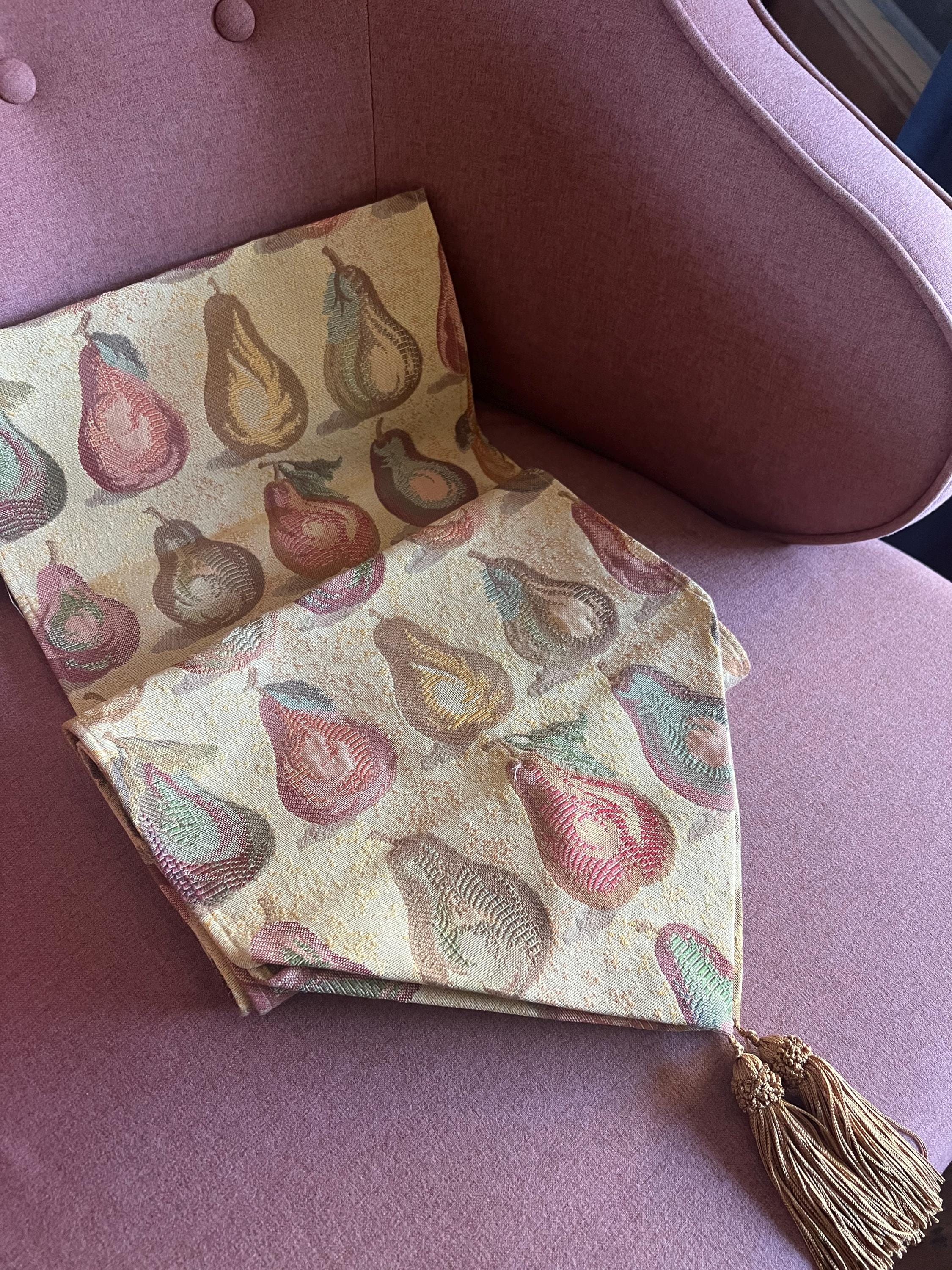 Vintage Table Runner, Tapestry. Pears in Autum Colors With Fringe. 78"l ...