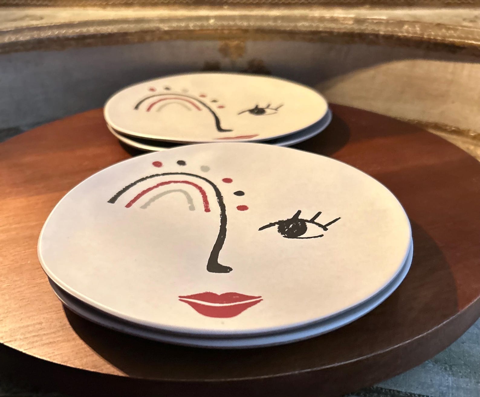 Abstract Face Melamine Snack Plates, Set of 4 - Etsy