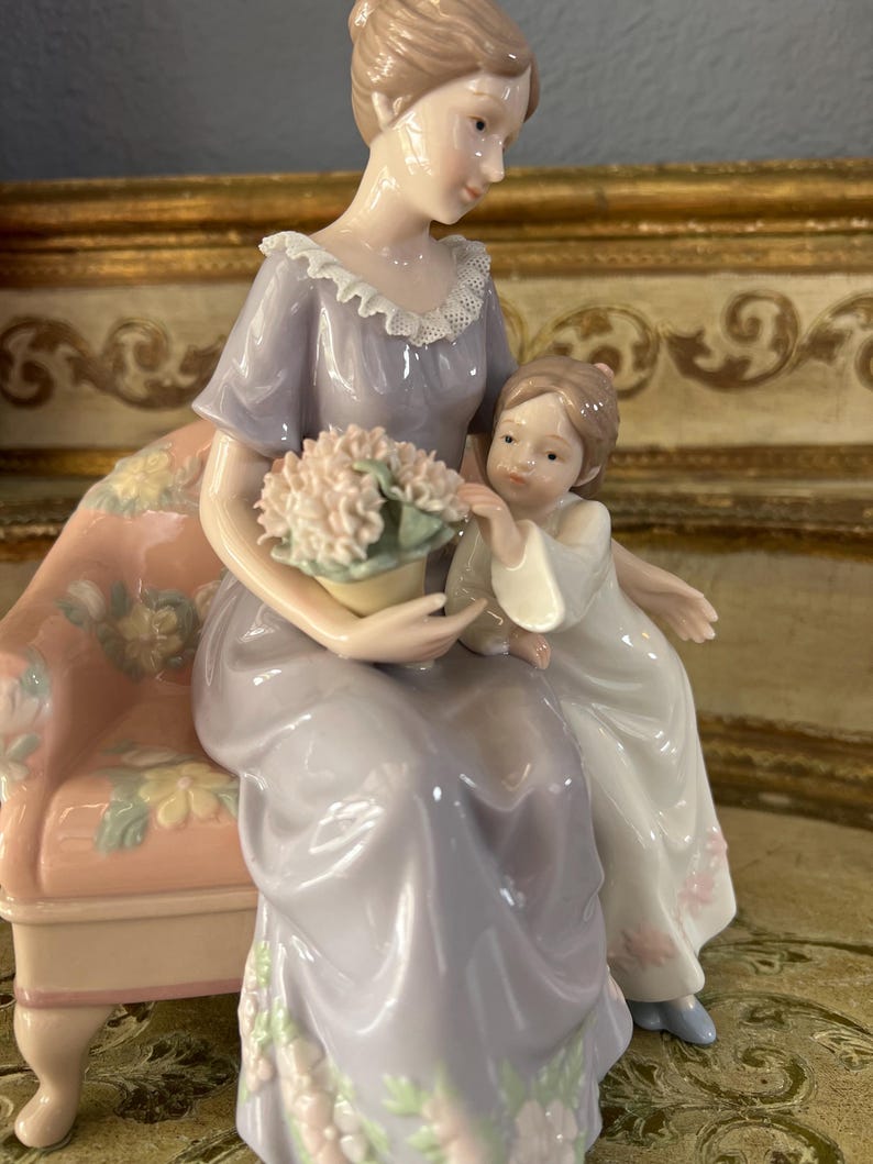 Mother and Daughter Porcelain Figurine With Dresden Lace (9x5") - Etsy