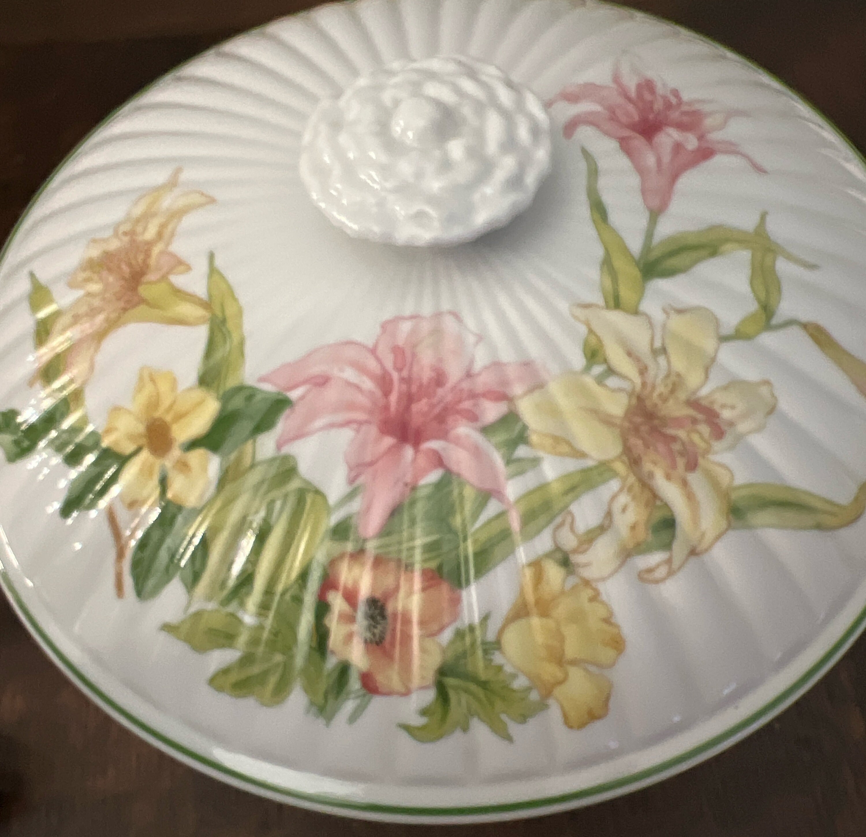 Vintage Shafford Jade Lily Porcelain Covered Casserole. New. 8 Wide 3 ...