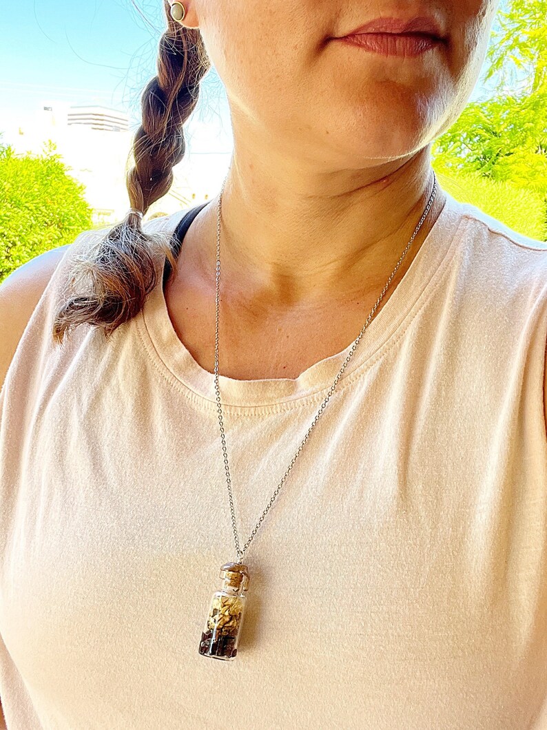 Smoky Quartz Crystal Spell Jar Necklace - Intention Jar Pendant for ...