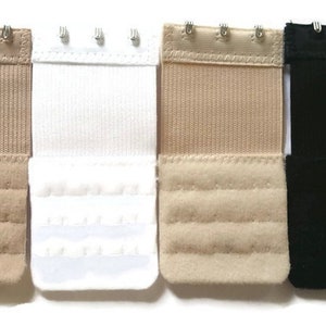 Set of 4 Narrow Bra Extenders 3 Hooks With Elastic Band Half Inch ...