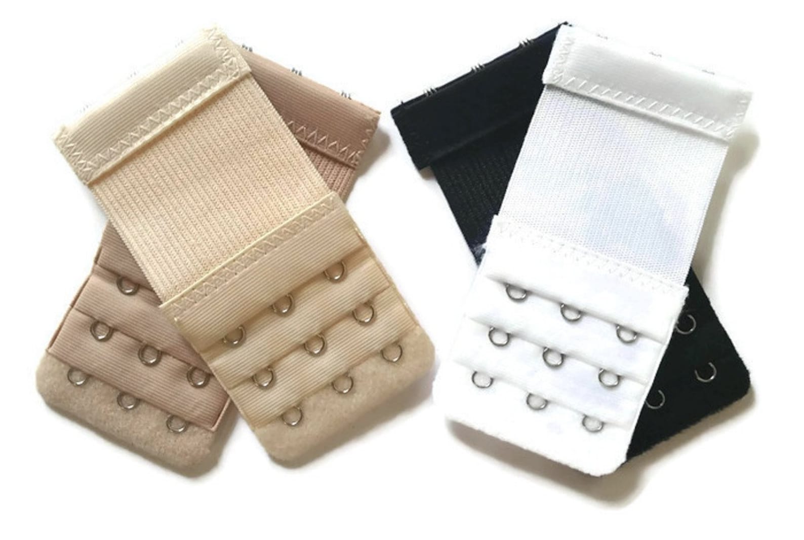 Set of 4 Narrow Bra Extenders 3 Hooks With Elastic Band Half Inch ...