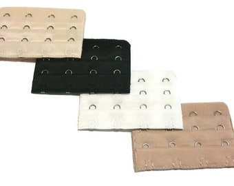 Set of 4 Narrow Bra Extenders 3 Hooks With Elastic Band Half Inch ...