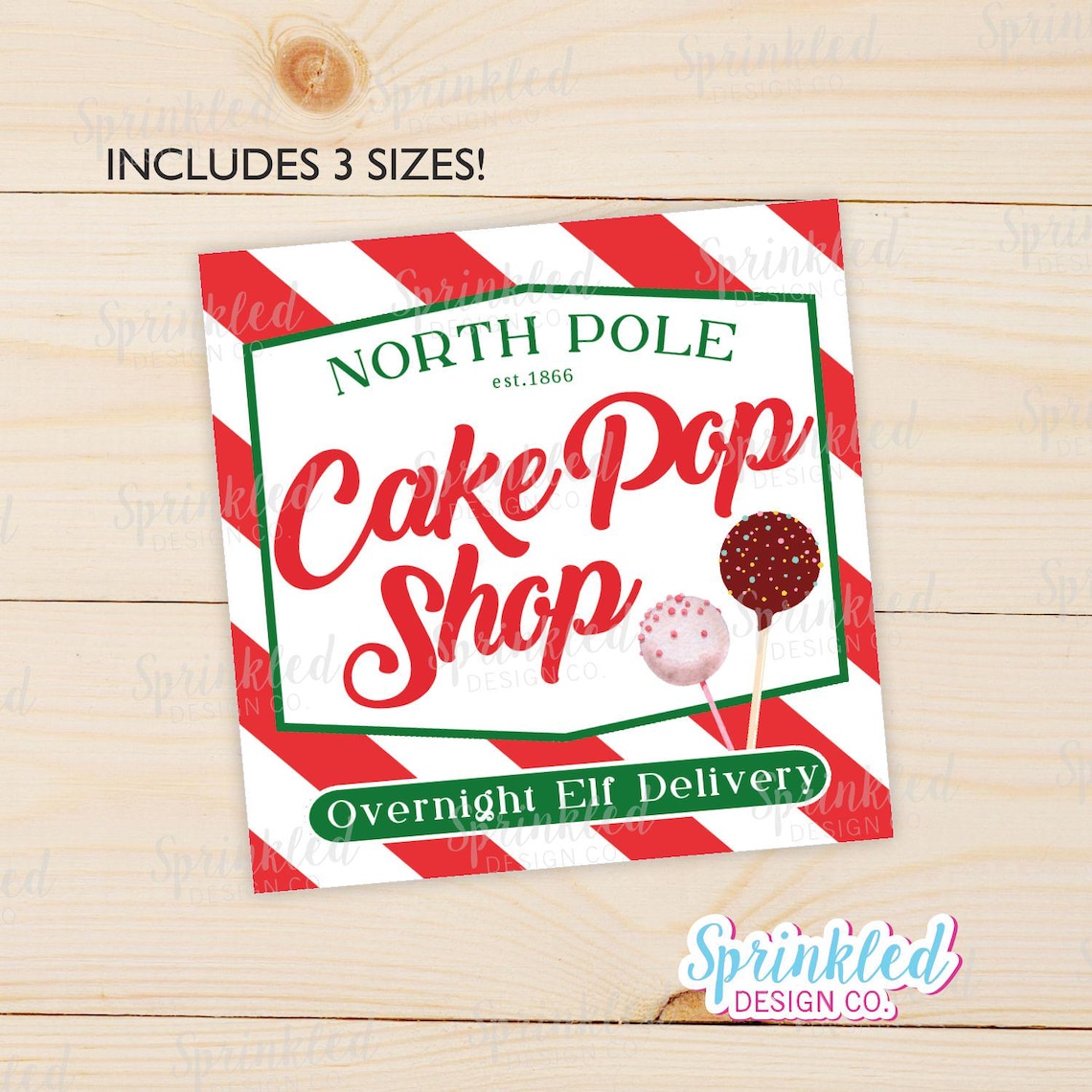 INSTANT DOWNLOAD I Mini North Pole Cake Pop Shop I Elf Delivery I Label ...